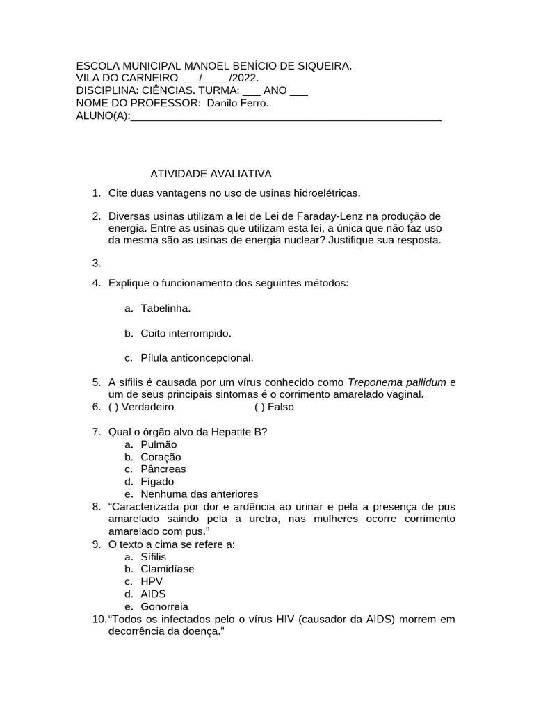 PROVA 8 ANO Editando | PDF