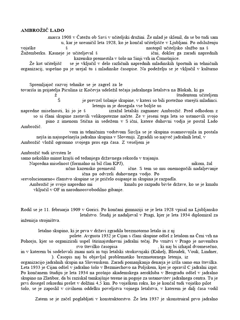 Biografije Cijan Raznoznik Ambrozic I DR | PDF