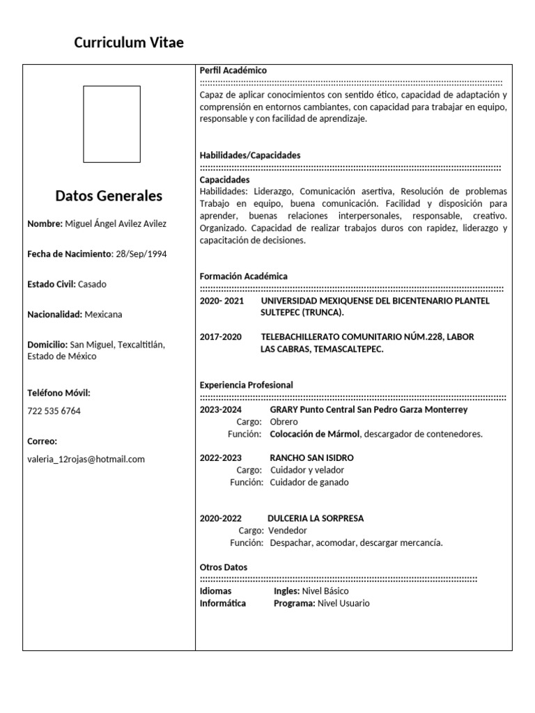 Curriculum Vitae Adrian | PDF | Plan de estudios | Comunicación humana