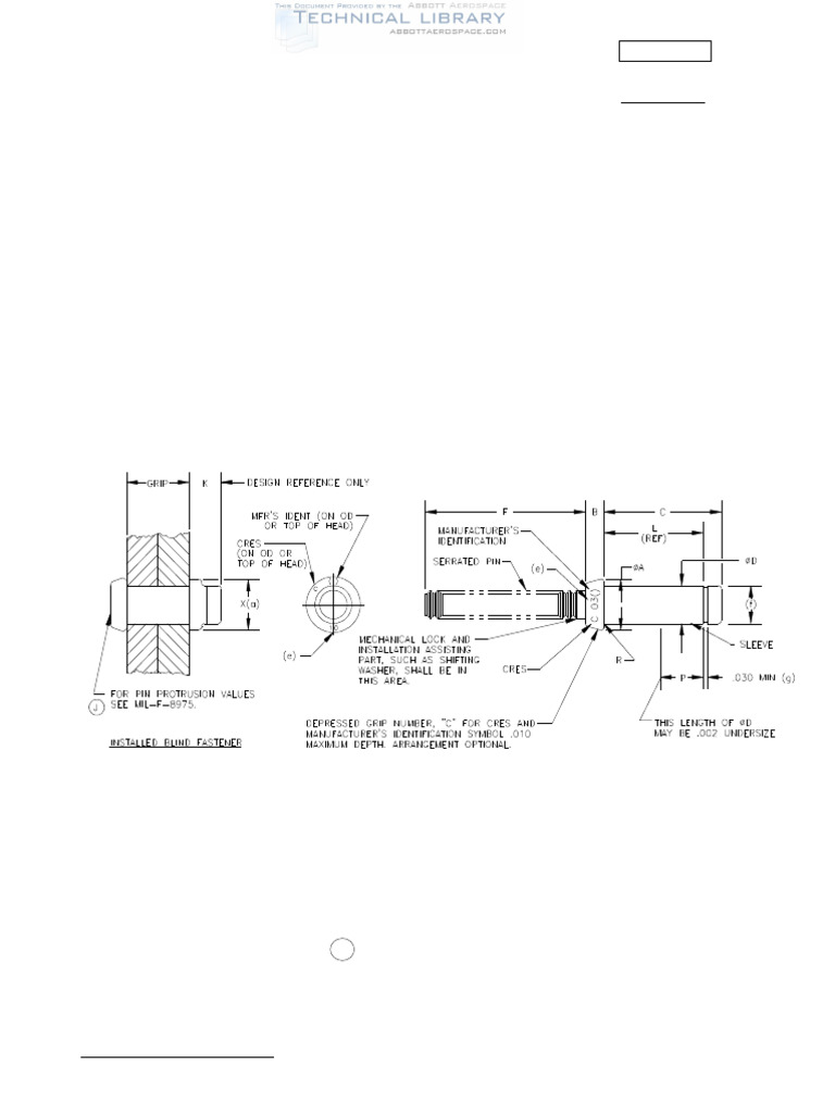 MS21141 Fastener, Blind, High Strength, Pull Type, Positive Mechanical ...