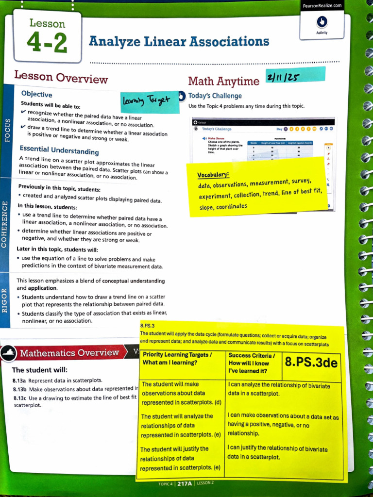 Envisions 4-2 Analyze Linear Equations | PDF | Scatter Plot | Nonlinear ...
