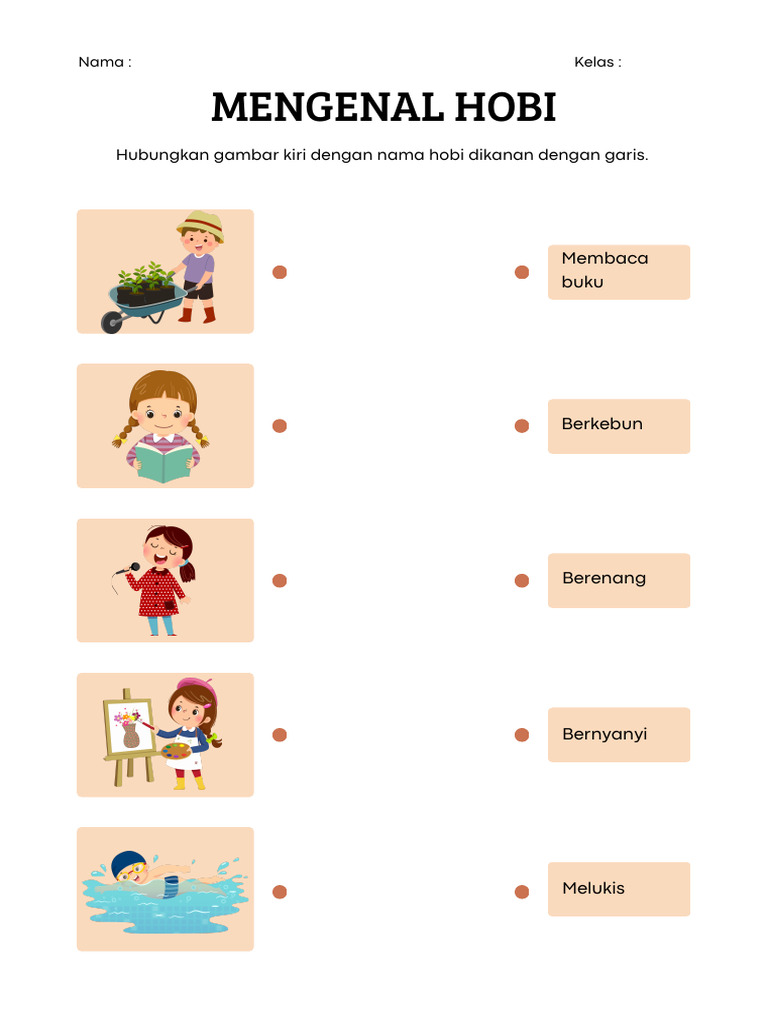 Mengenal Hobi Lembar Kerja Pink Putih Ilustrasi | PDF