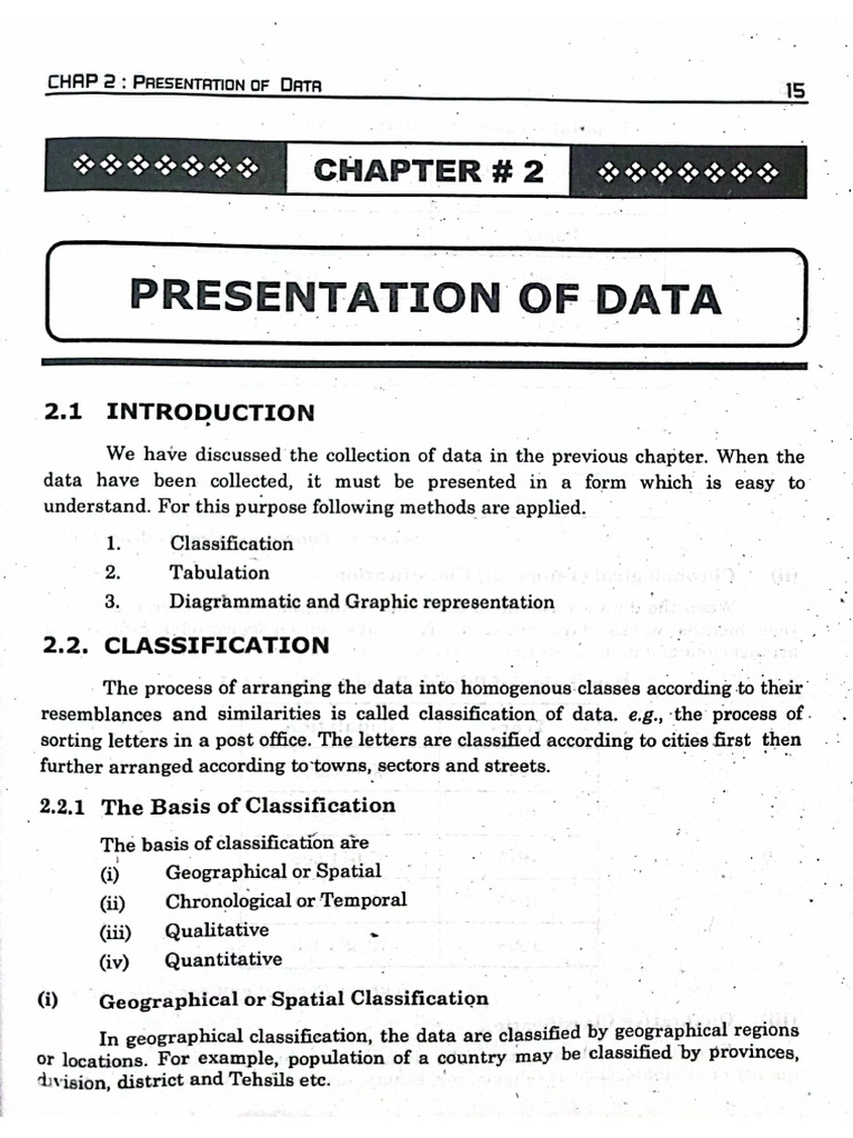 BS Stats Ch2 Presentation of Data | PDF