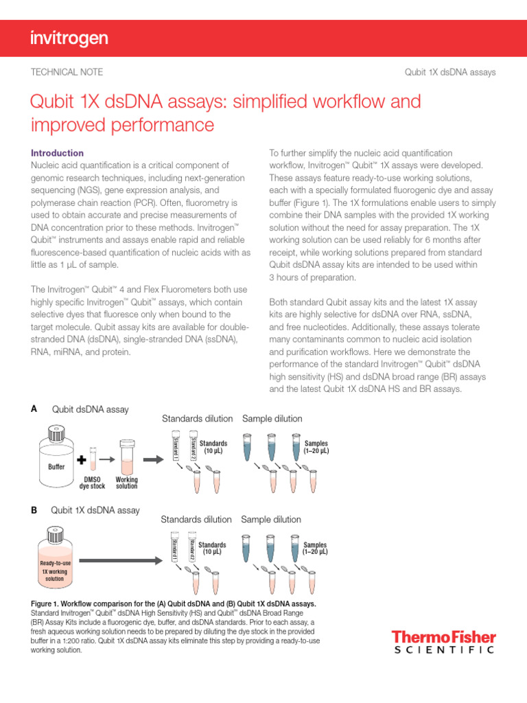Qubit 1x Dsdna Assays Simplified Workflow Tech Note | PDF | Dna | Dna ...