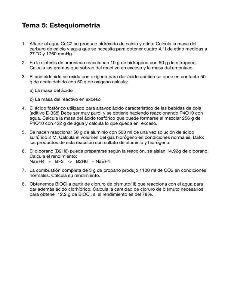 Reactivo Limitante y Rendimiento | PDF