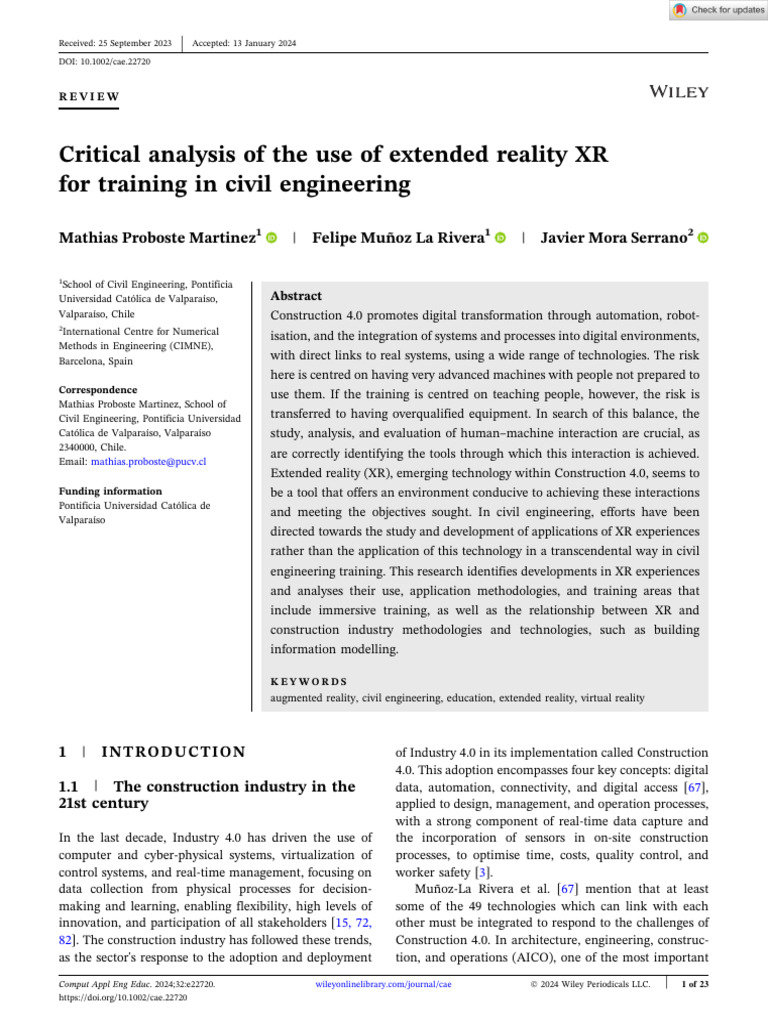 Critical Analysis of The Use of Extended Reality XR For Training in ...