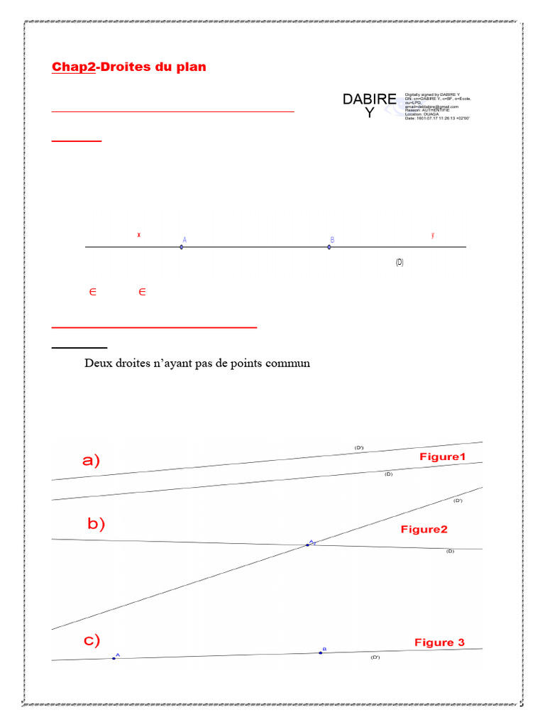 Types et Propriétés des Droites | PDF | Perpendicularité | Droite ...