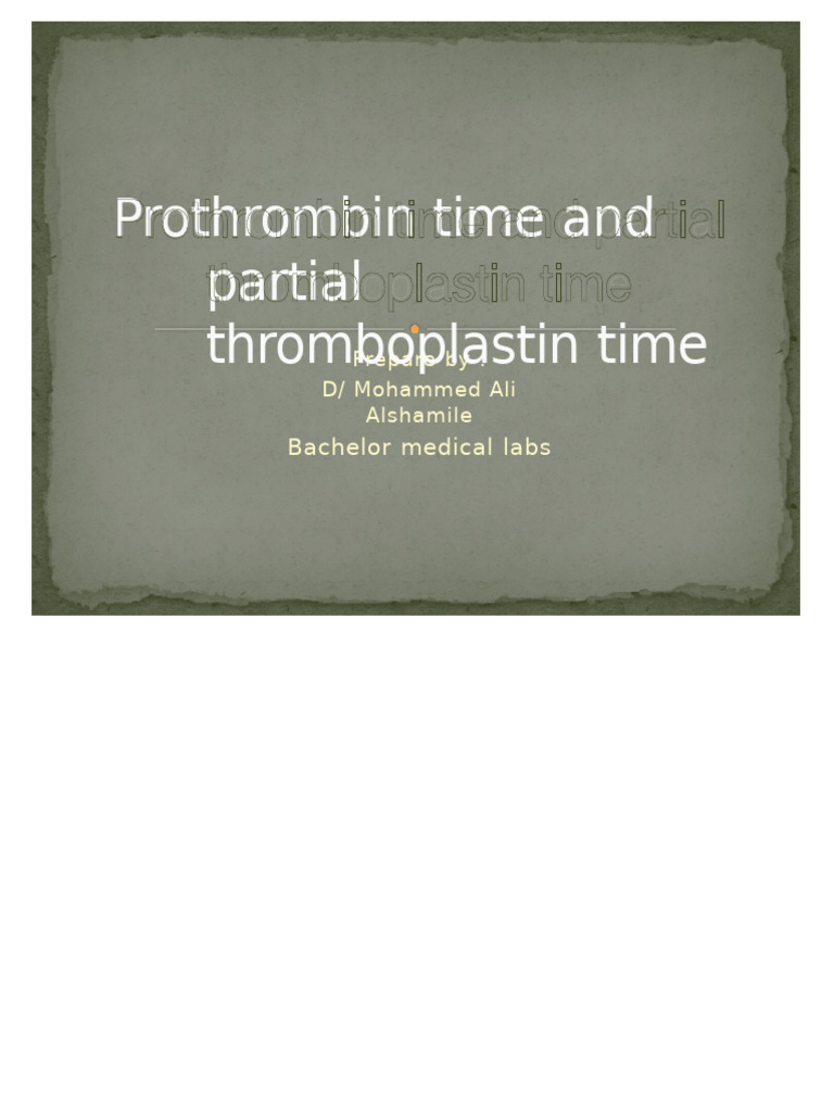 Prothrombin Time Test Overview | PDF | Coagulation | Blood