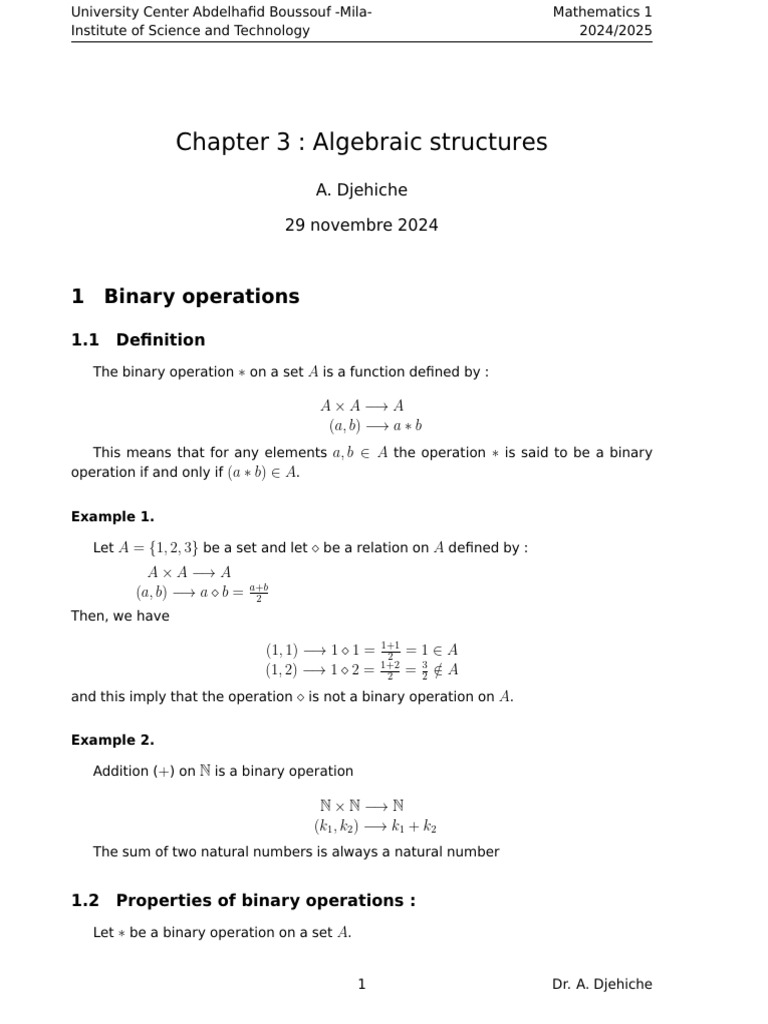 Cha 3 algebra | PDF | Group (Mathematics) | Ring (Mathematics)