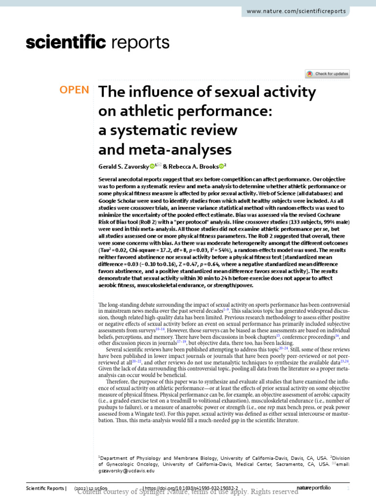 The-infuence-of-sexual-activity | PDF | Effect Size | Meta Analysis