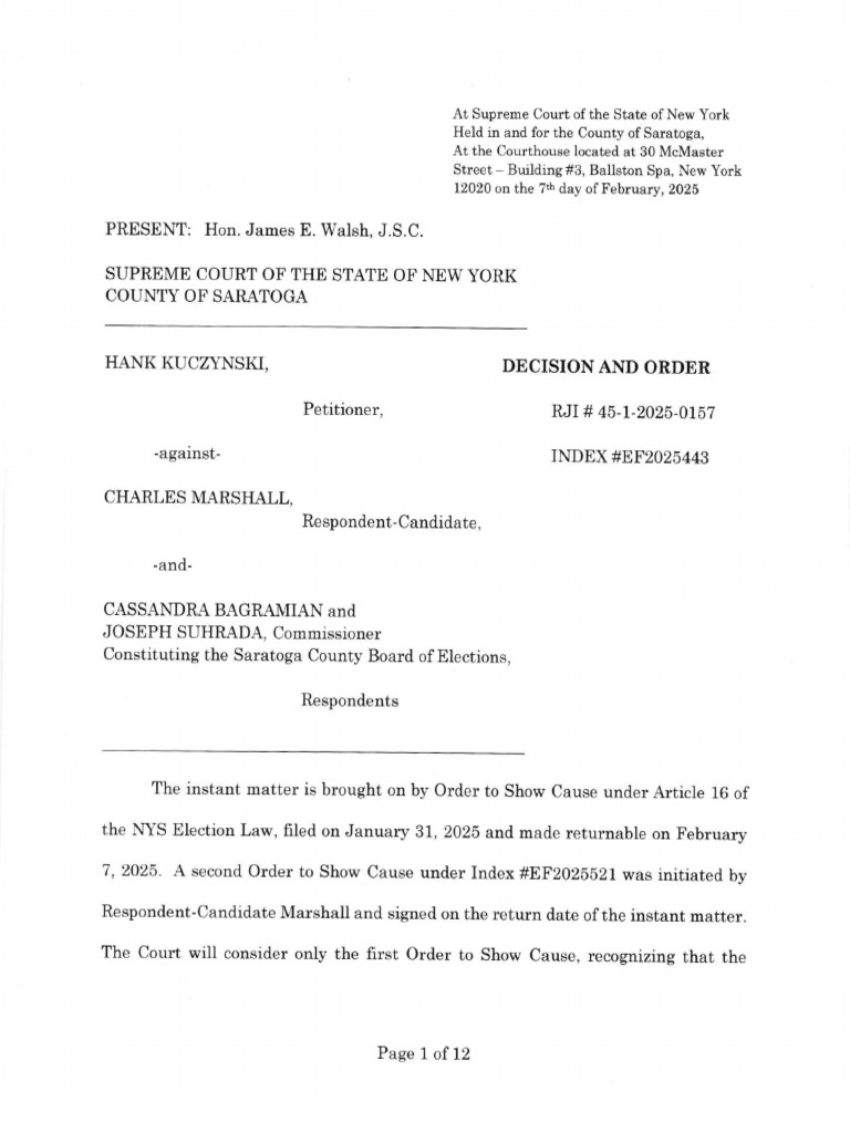 NY Supreme Court Election Dispute Ruling | PDF | Ballot | Voting
