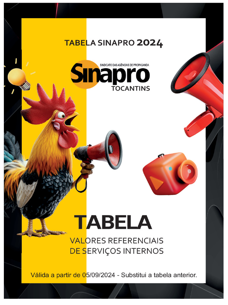 !tabela Sinapro 2024 - Editável | PDF | Publicidade | Impostos