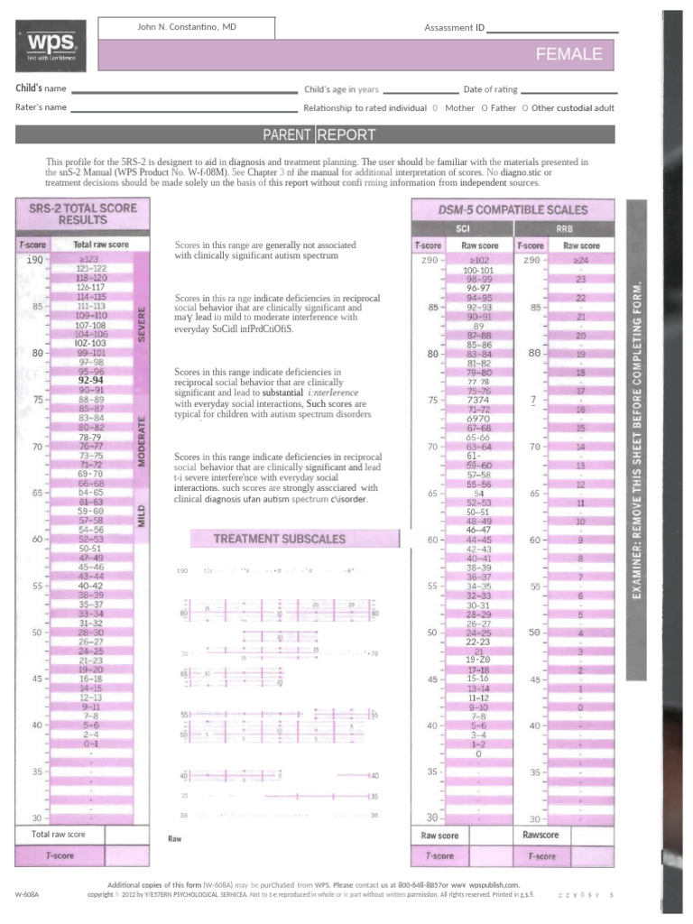Social Responsiveness Scale | PDF | Autism | Cognition
