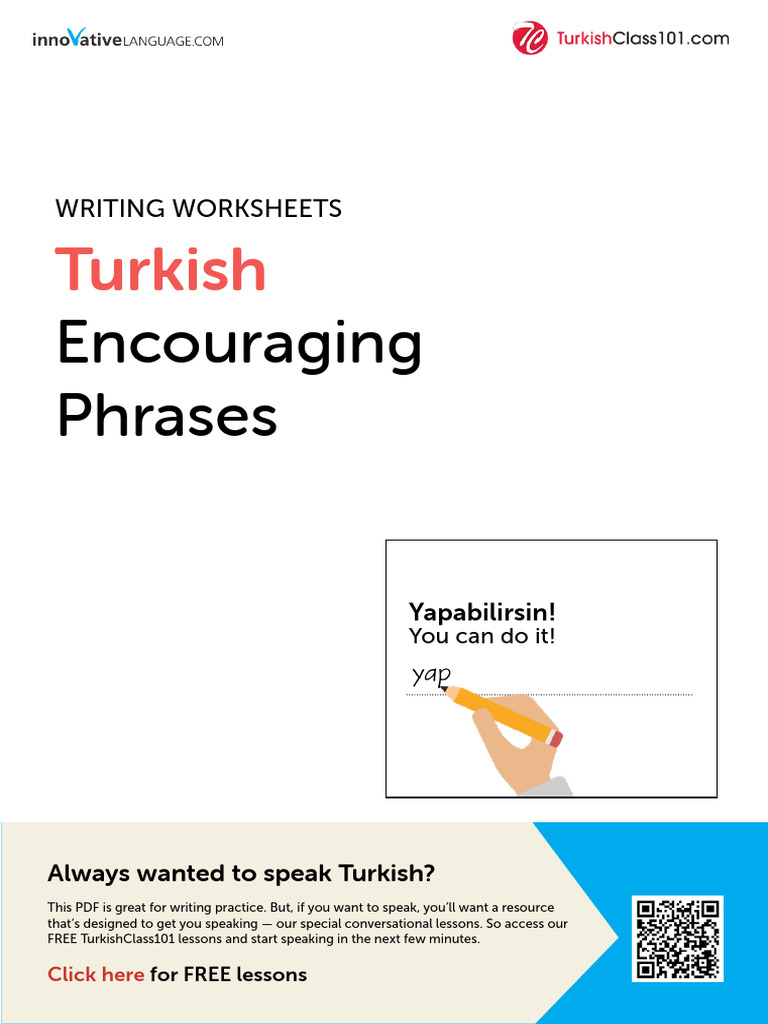 Turkish Encouraging Phrases Worksheet | PDF