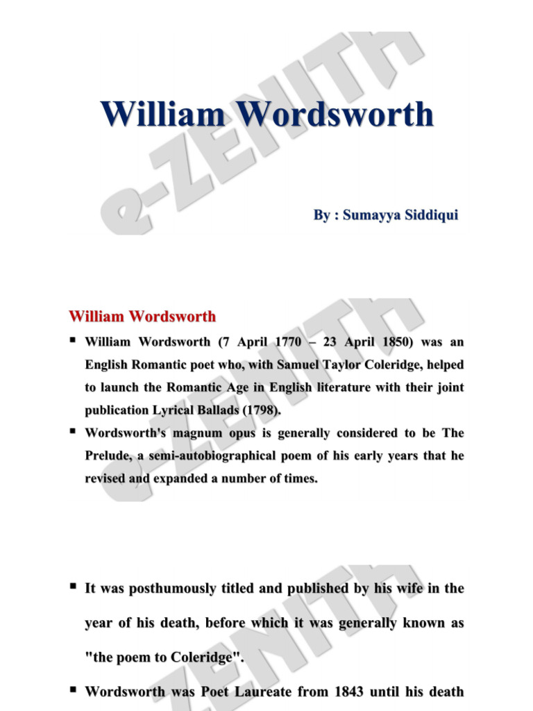 William Wordsworth (Notes) | PDF