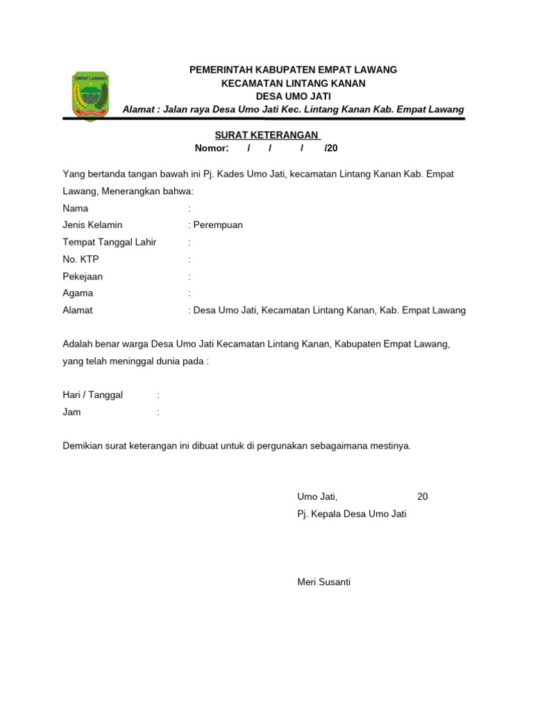 Surat Keterangan Desa | PDF