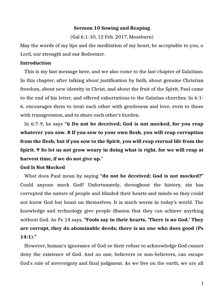 Mossburn Sermon 10 Sowing and Reaping | PDF | Sin | Eternal Life ...