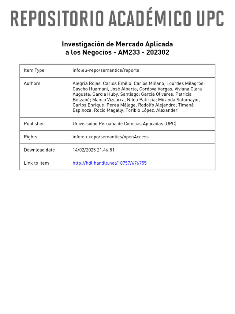 AM233 Investigacion de Mercado Aplicada A Los Negocios 202302 | PDF ...