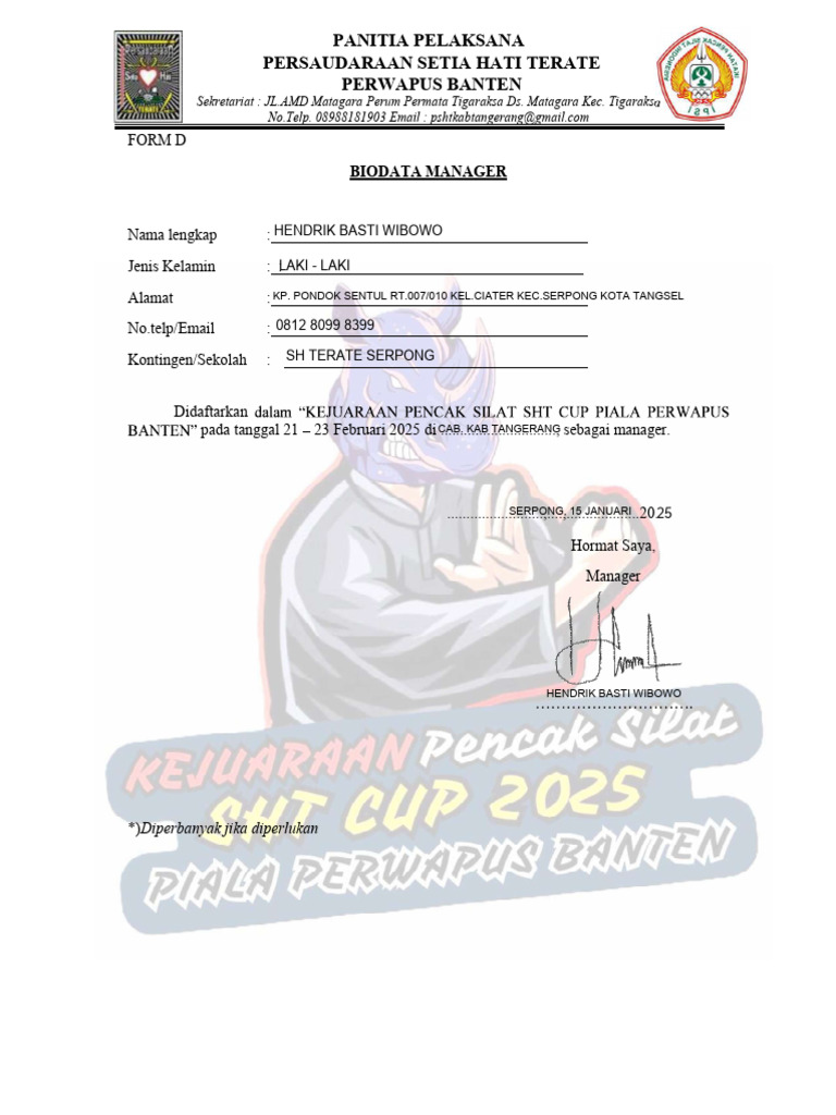 Formulir Kejuaraan Pencak Silat | PDF