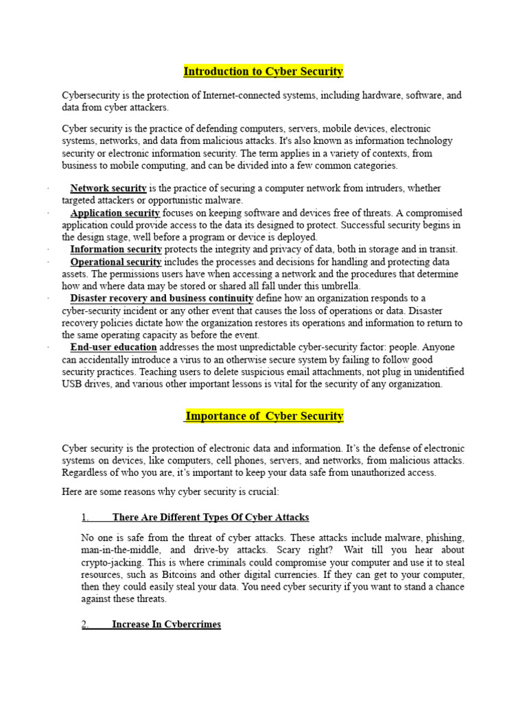 Introduction To Cyber Security | PDF | Security | Computer Security