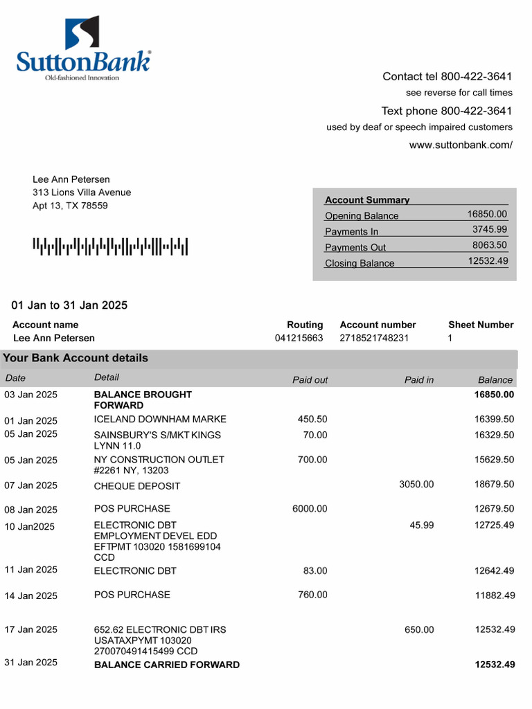 Statement Sutton bank-1-1 | PDF