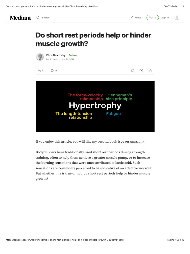 Do Short Rest Periods Help or Hinder Muscle Growth? - by Chris Beardsley - Medium | PDF ...