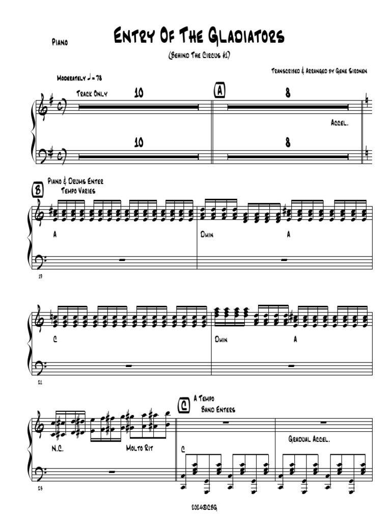 Entry of the Gladiators Piano Score | PDF | Musical Forms | Elements Of ...