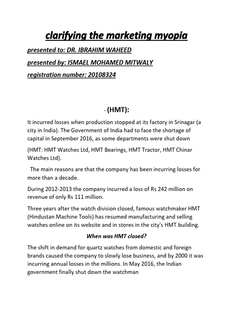 clarifying the marketing myopia | PDF