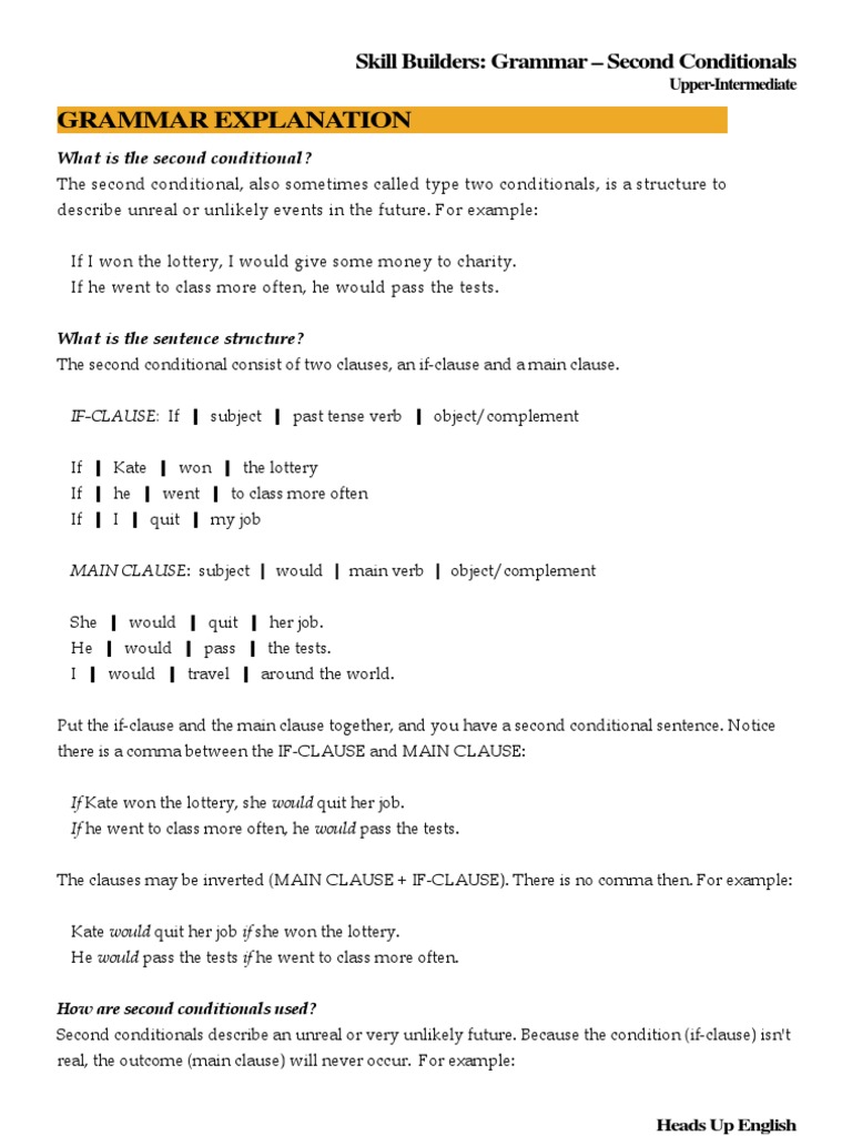 Second Conditional | PDF | Verb | Linguistic Morphology