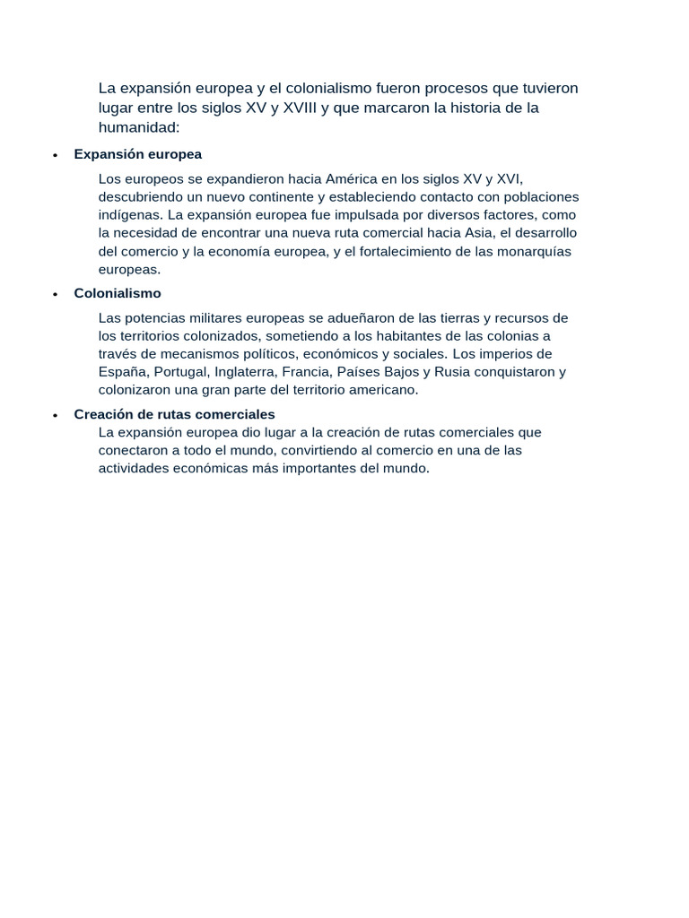 La Expansión Europea y El Colonialismo Fueron | PDF