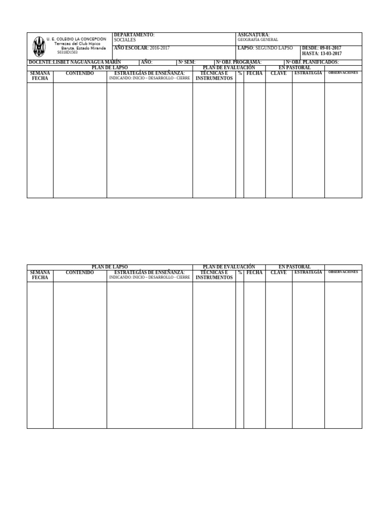 Plan de Lapso y Evaluación Digitalizado 1 | PDF