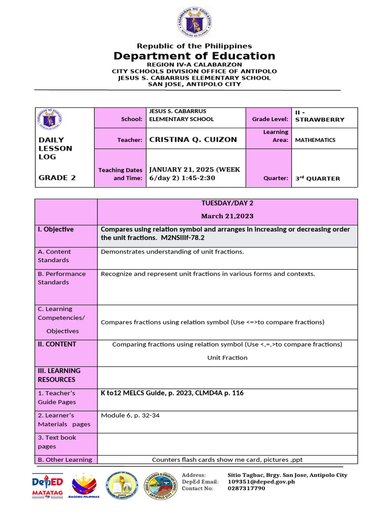 DLP Co Math 2 Q3 Week 6 | PDF | Learning | Behavior Modification