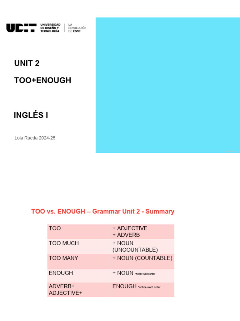 Unit 2 - Too Enough | PDF