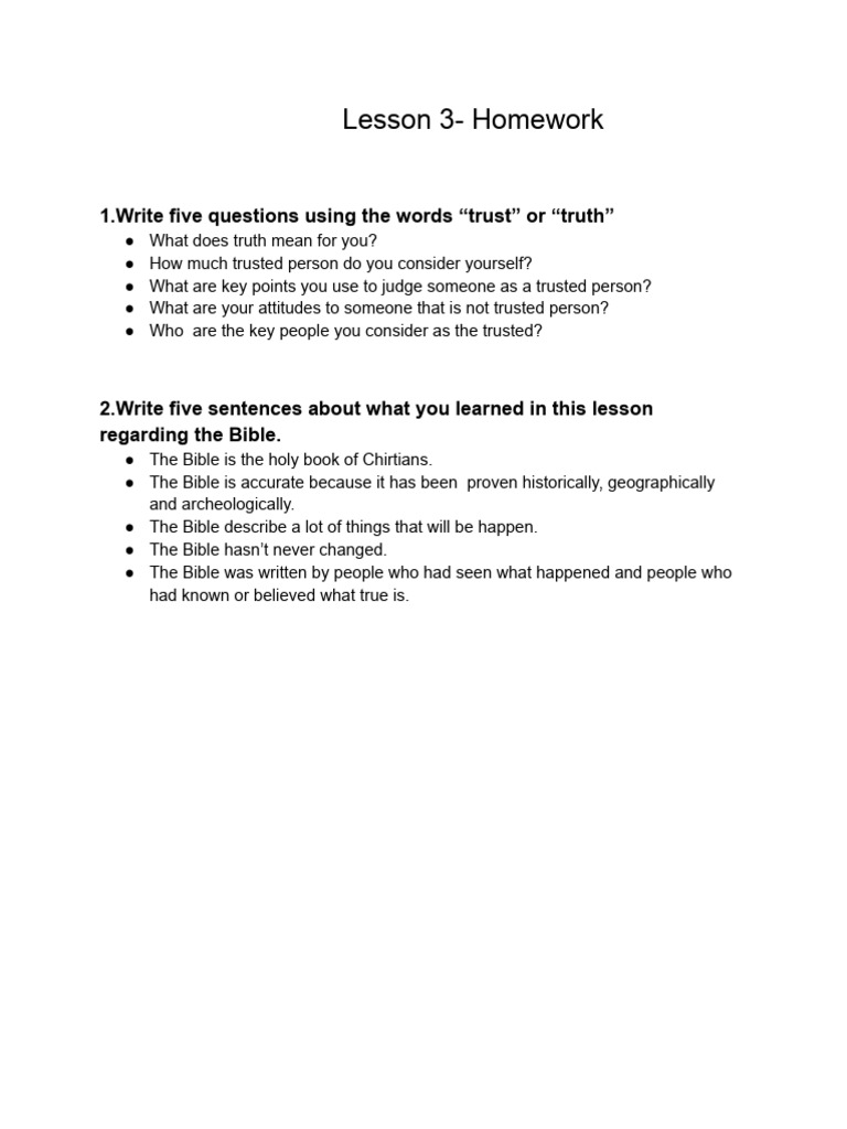 Lesson 3 - Homework | PDF