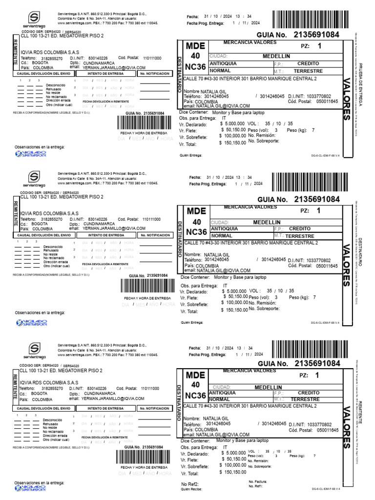 Entrega Fallida de Paquete en Medellín | PDF | Telefonía ...