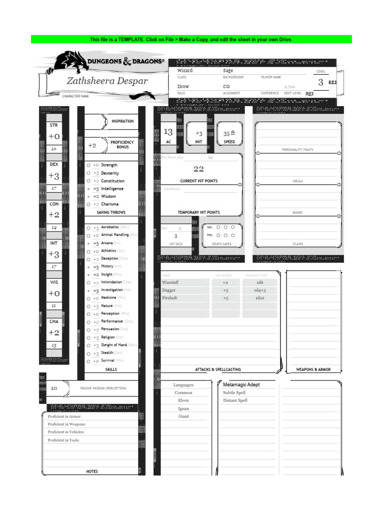 5e Automated Character Sheet v1.3 | PDF | Tabletop Games | Fantasy