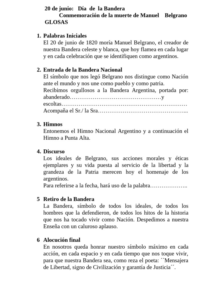 Glosas 20 de Junio | PDF