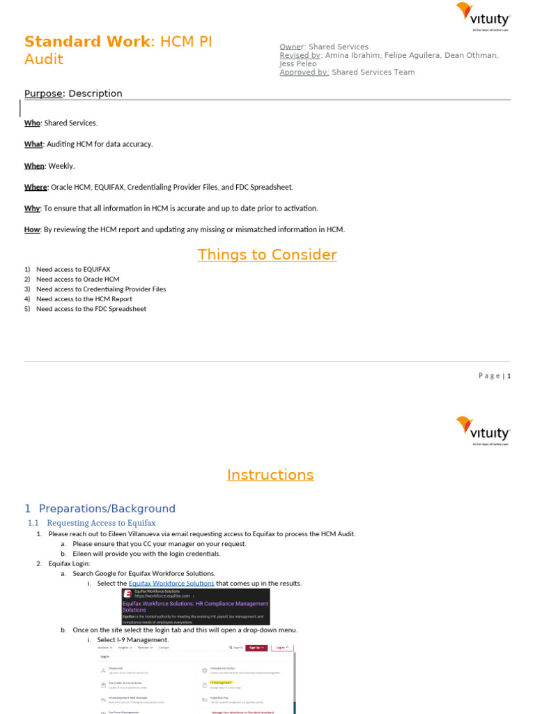 Standard Work - HCM PI Audit Process | PDF | Audit | Software