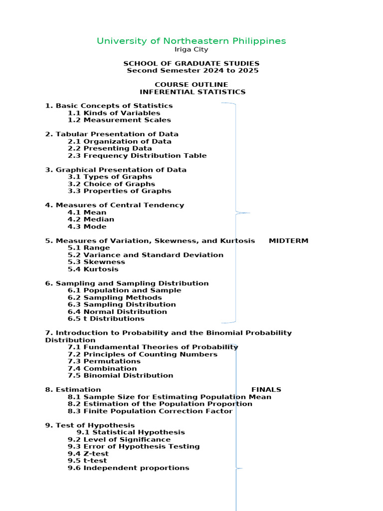 Inferential Statistics Course Outline | PDF | Statistics | Analysis Of ...