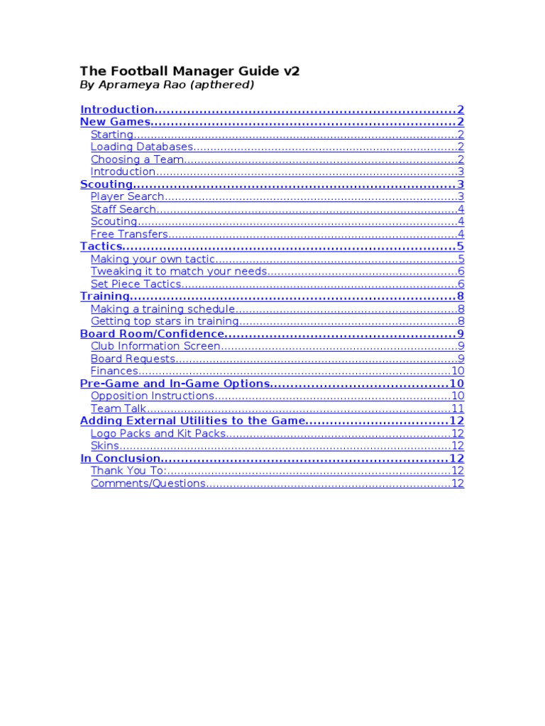 The Football Manager Guide | PDF | Forward (Association Football ...