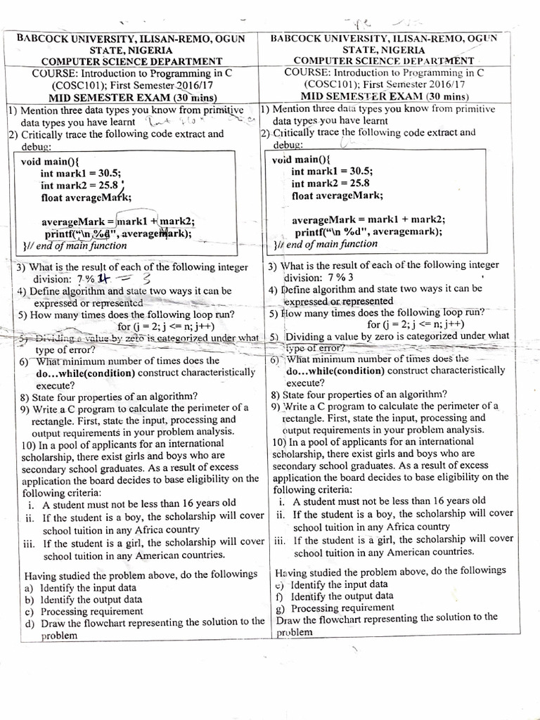 Cosc101 Mid Sem 16 - 17 Type 2 | PDF | Computer Programming | Software ...