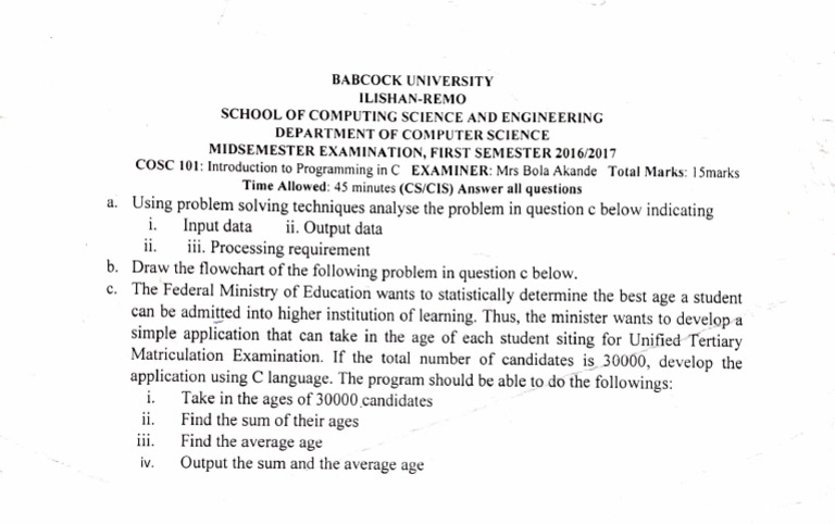 Cosc101 Mid Sem 16 - 17 Type 1 | PDF