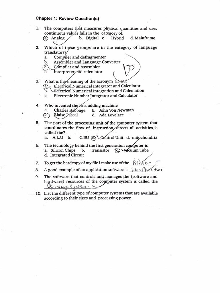 Cosc101 Review Questions | PDF