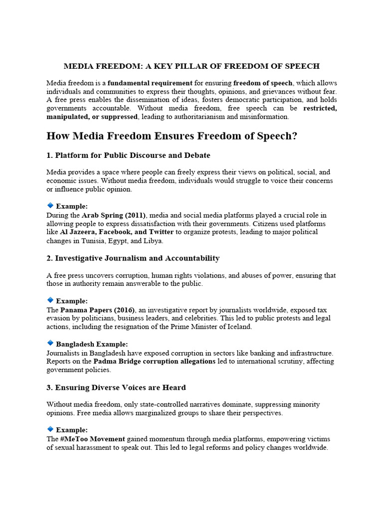 Media Freedom and Speech Rights Explained | PDF | Freedom Of The Press ...