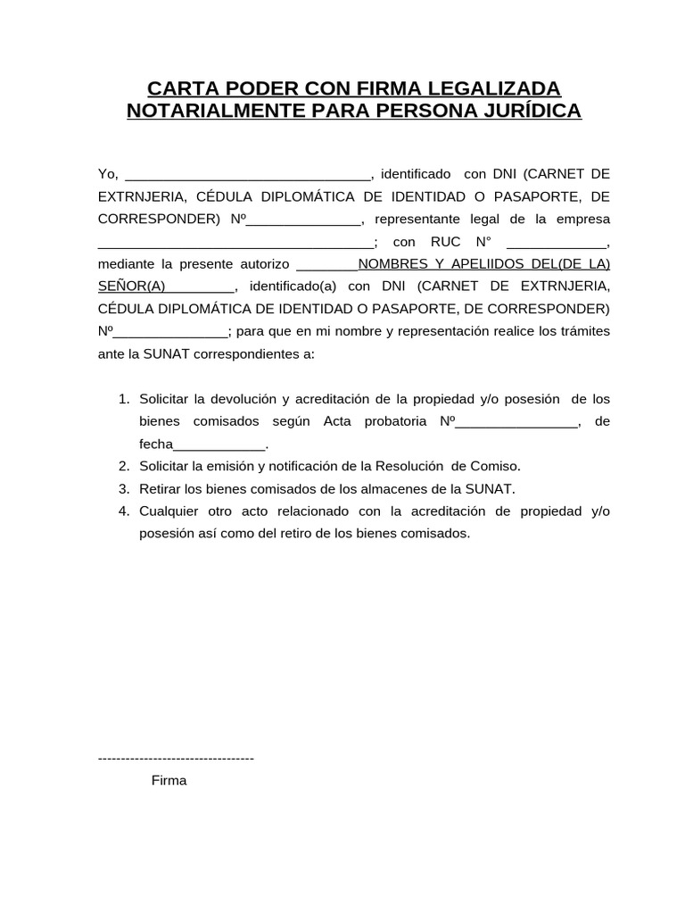 Carta Poder Notarial Legalizada | PDF
