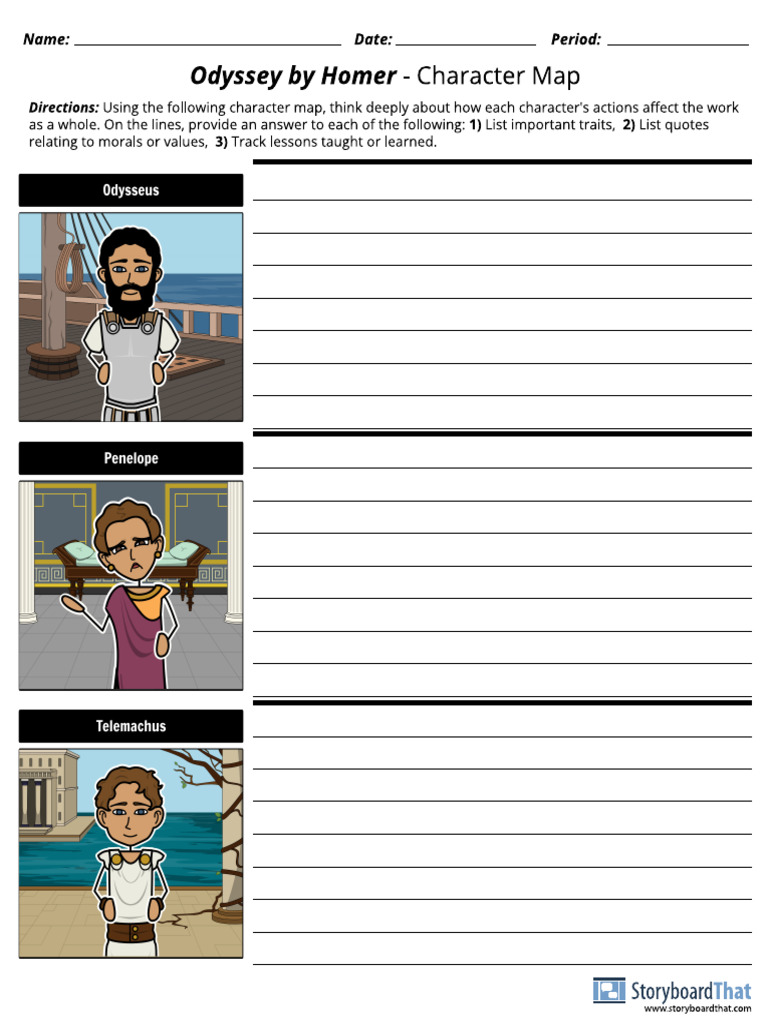 Odyssey Character Map Worksheet | PDF