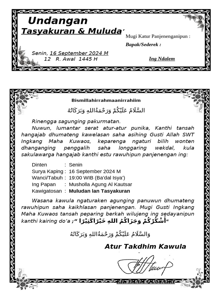 Undangan Muludan | PDF