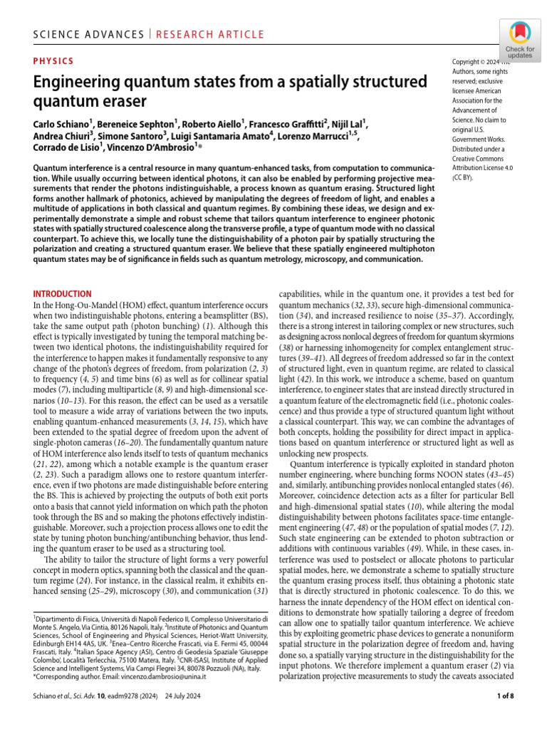 Engineering Quantum States From A Spatially Structured Quantum Eraser ...