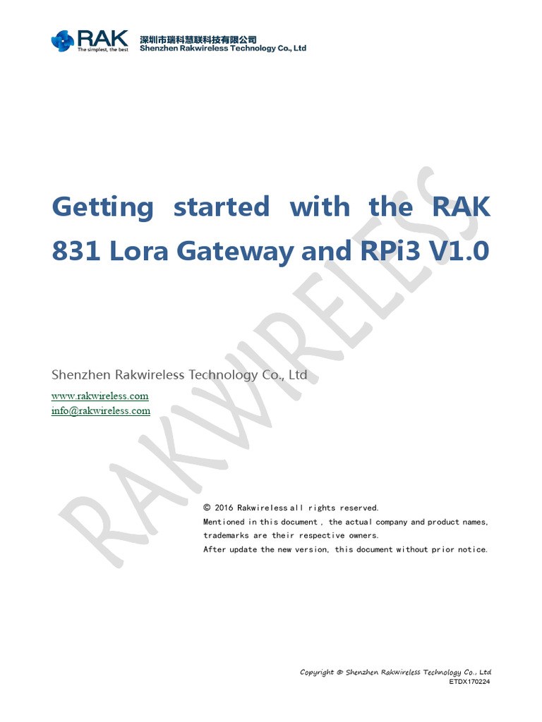 Getting Started With The RAK 831 Lora Gateway and RPi3 | PDF ...
