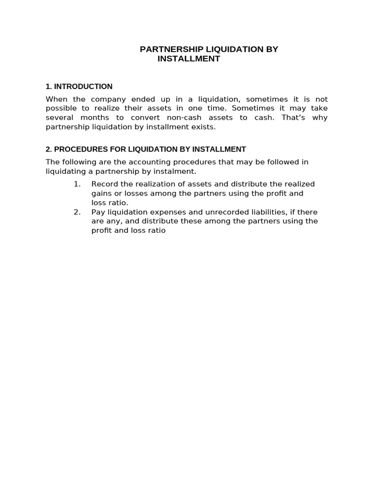 PARTNERSHIP-LIQUIDATION-BY-INSTALLMENT (1) | PDF | Balance Sheet ...